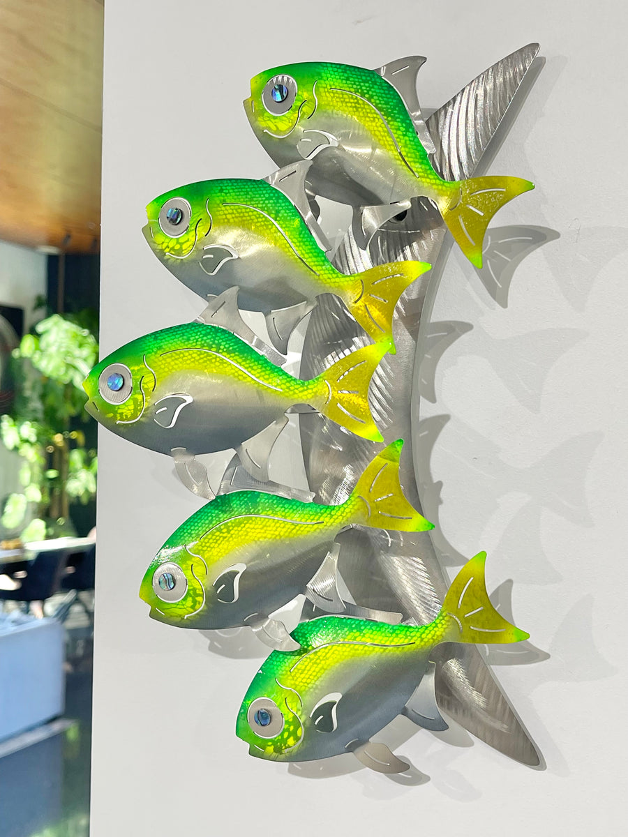 Gold Details Steel Small Moonfish Sculpture – Jiwa Steel