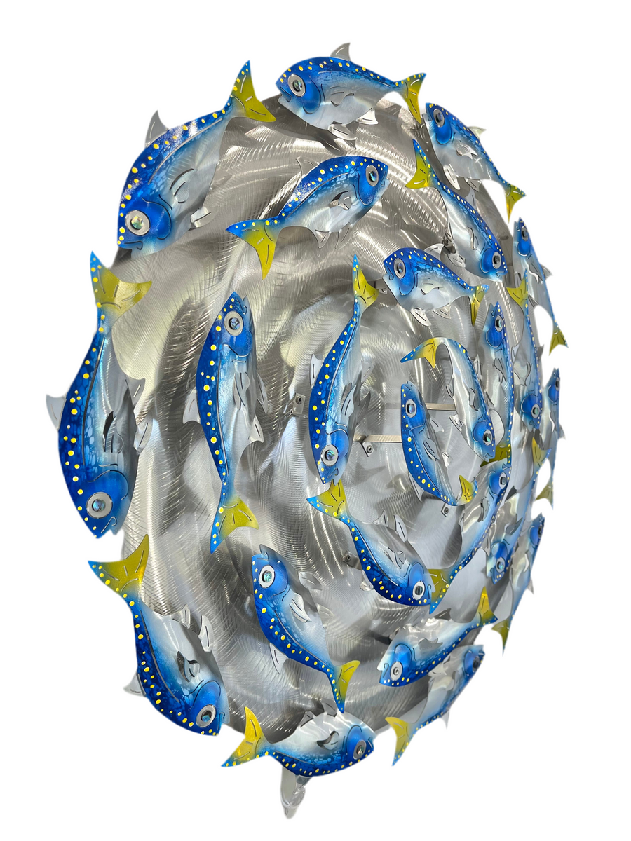 Vortex blue, yellow & green Mini double rotation with spots – Jiwa Steel